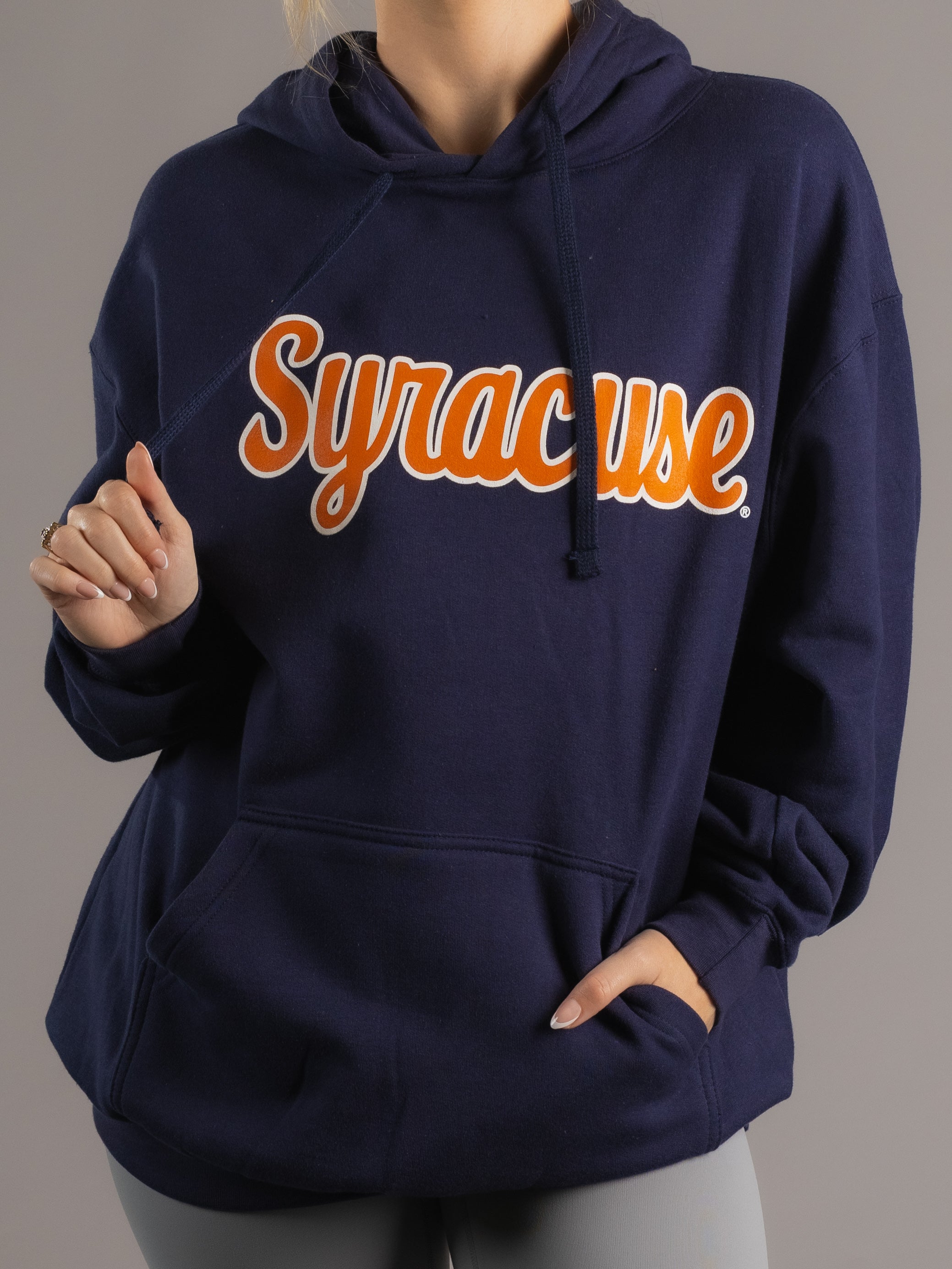 Navy "Syracuse" Script Hoodie – Arena Graffiti
